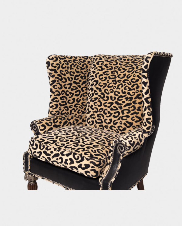 Ornate Leopard Print Arm Chair with Leather Backing - Party On Demand ...